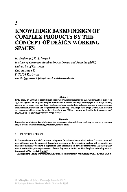 (PDF) Knowledge Based Design of Complex Products by the Concept of Design Working Spaces