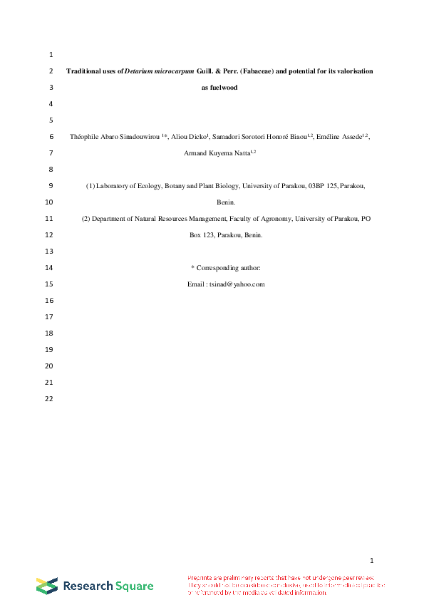 (PDF) Traditional uses of Detarium Microcarpum Guill. & Perr. (Fabaceae ...