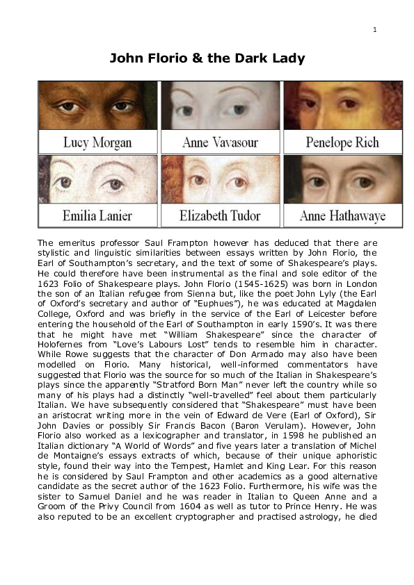(PDF) John Florio & the Dark Lady