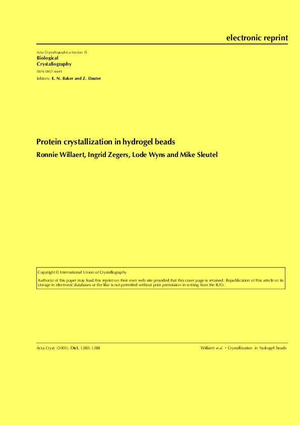 (PDF) Protein crystallization in hydrogel beads