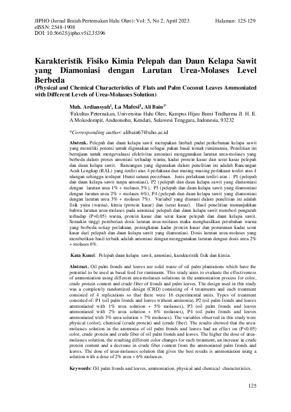 (PDF) Karakteristik Fisiko Kimia Pelepah dan Daun Kelapa Sawit yang ...