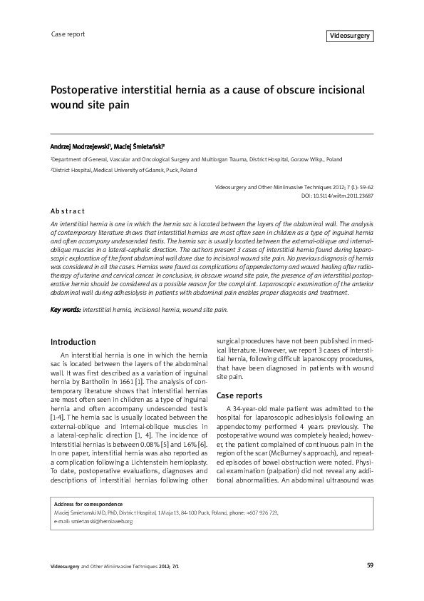 (PDF) Postoperative interstitial hernia as a cause of obscure ...
