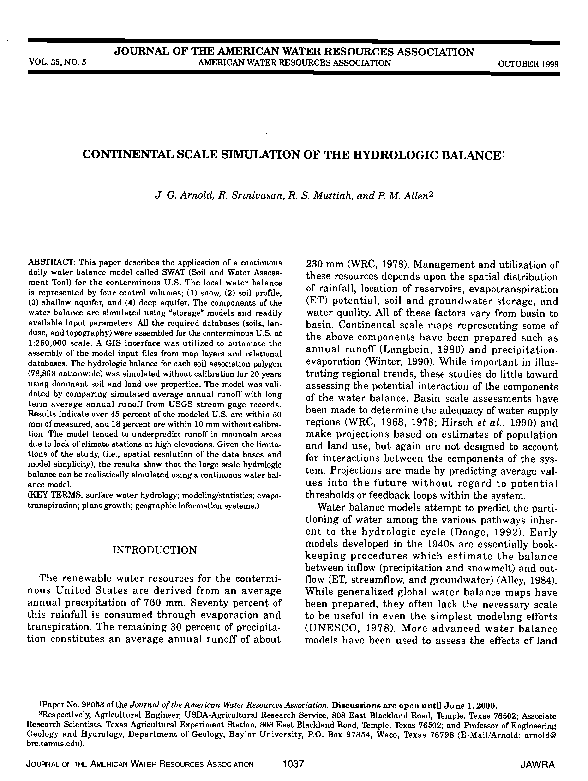 (PDF) Continental Scale Simulation of the Hydrologic Balance