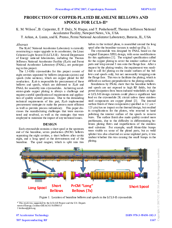 (PDF) Production of Copper-Plated Beamline Bellows and Spools for LCLS-II