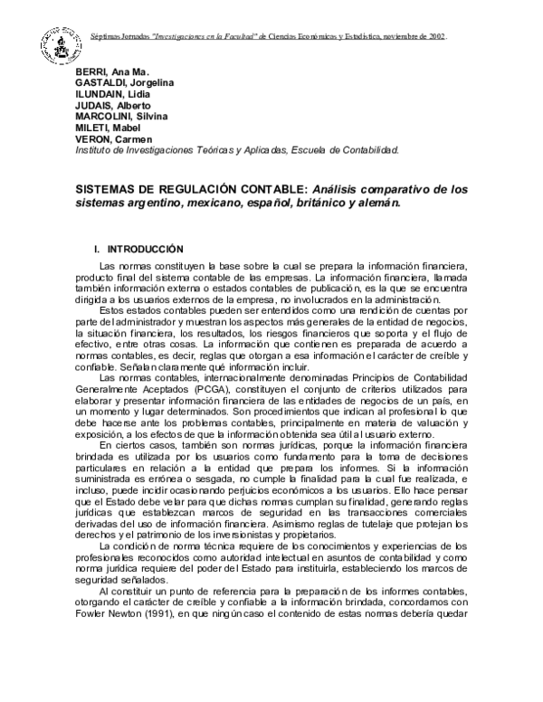 (PDF) Sistemas de regulación contable: Análisis comparativo de los sistemas argentinos, mexicano ...