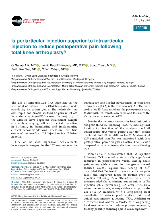 (PDF) Is periarticular injection superior to intraarticular injection ...