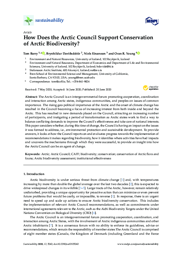 (PDF) How Does the Arctic Council Support Conservation of Arctic ...