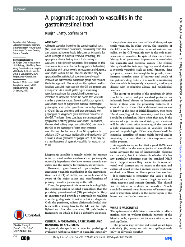(PDF) A pragmatic approach to vasculitis in the gastrointestinal tract