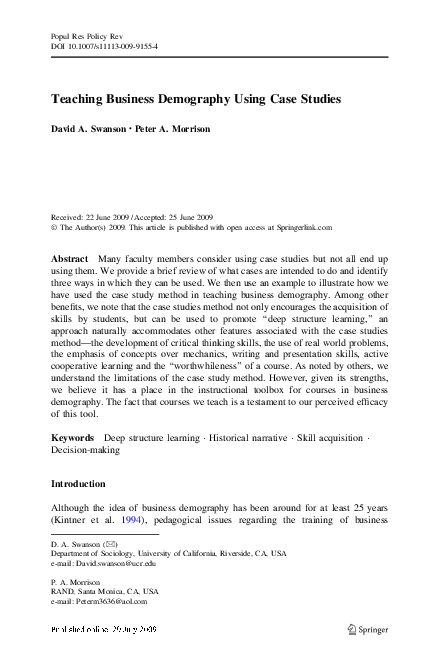 (PDF) Teaching Business Demography Using Case Studies