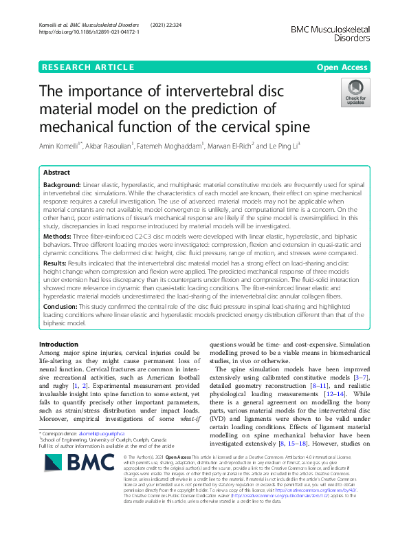 (PDF) The importance of intervertebral disc material model on the ...