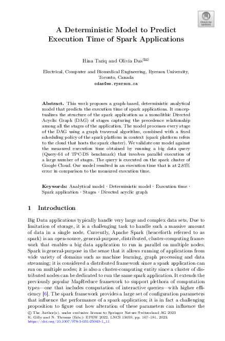 Pdf A Deterministic Model To Predict Execution Time Of Spark Applications