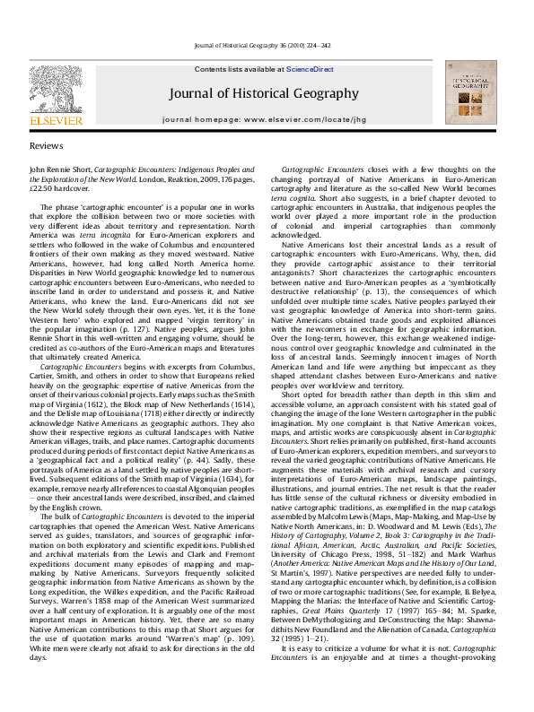 (PDF) Cartographic Encounters: Indigenous Peoples and the Exploration ...