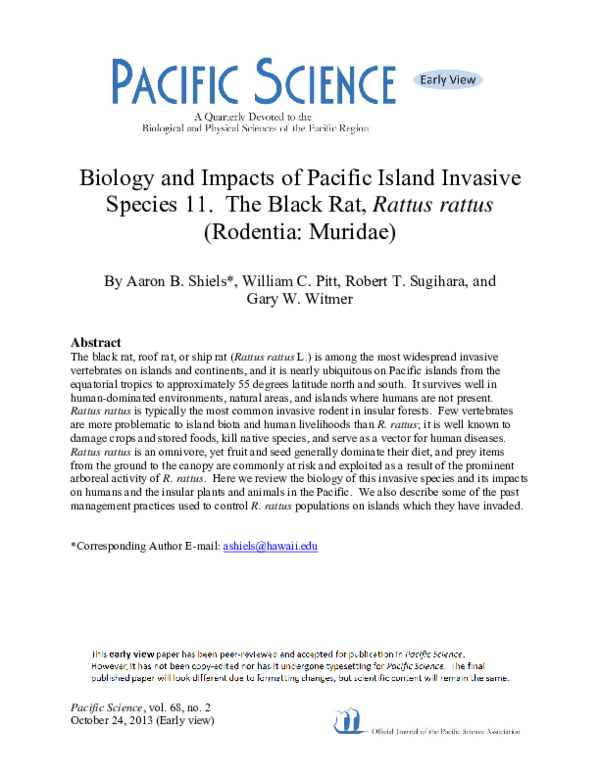 (PDF) Biology and Impacts of Pacific Island Invasive Species 11. The ...
