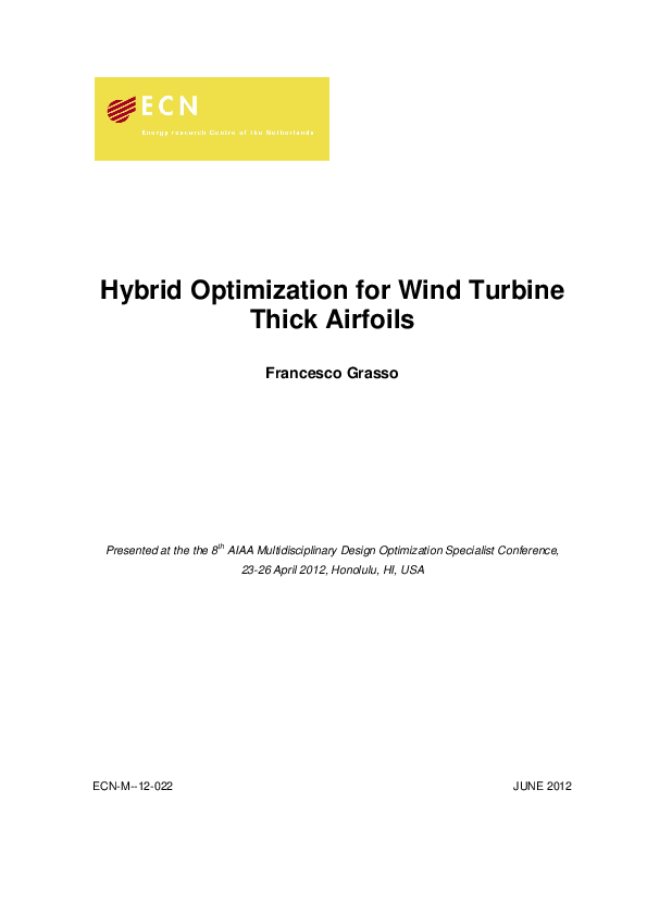 (PDF) Hybrid Optimization for Wind Turbine Thick Airfoils