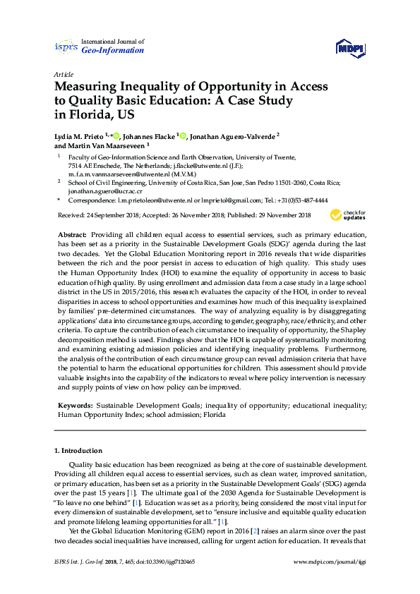 (PDF) Measuring Inequality of Opportunity in Access to Quality Basic ...
