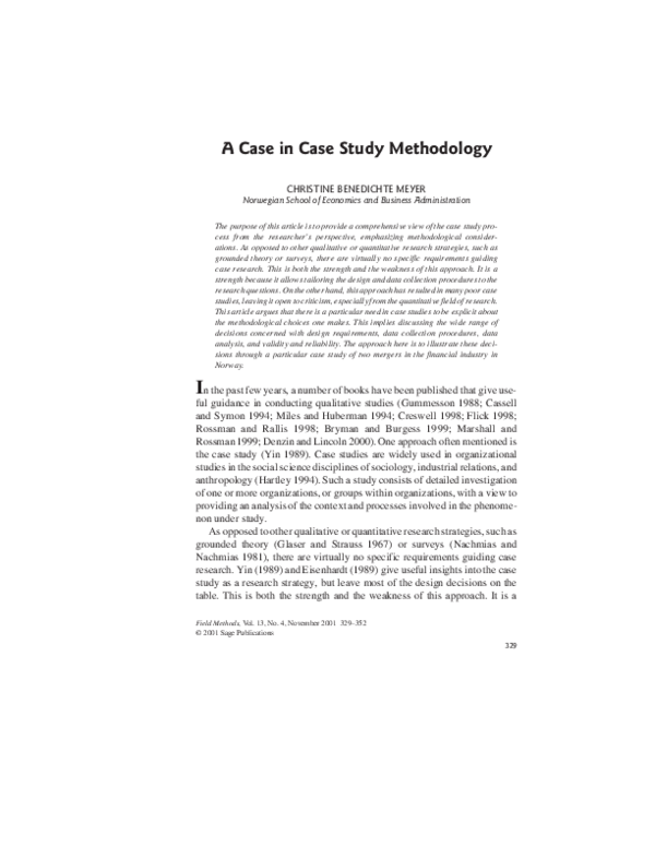 (PDF) A Case in Case Study Methodology