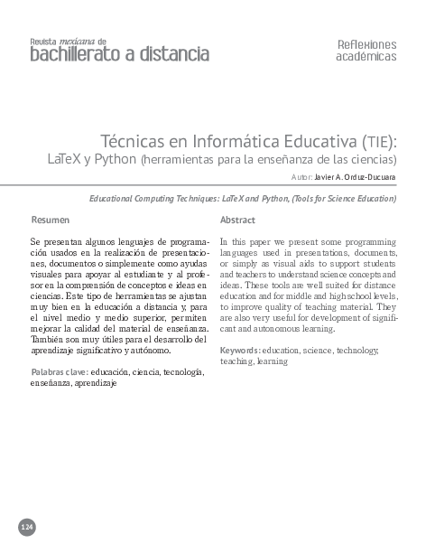 (PDF) Técnicas en informática educativa (TIE): LaTeX y Python (herramientas para la enseñanza de ...