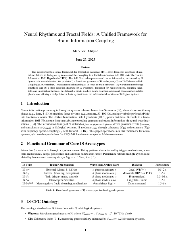 (PDF) Neural Rhythms and Fractal Fields: A Unified Framework for Brain-Information Coupling