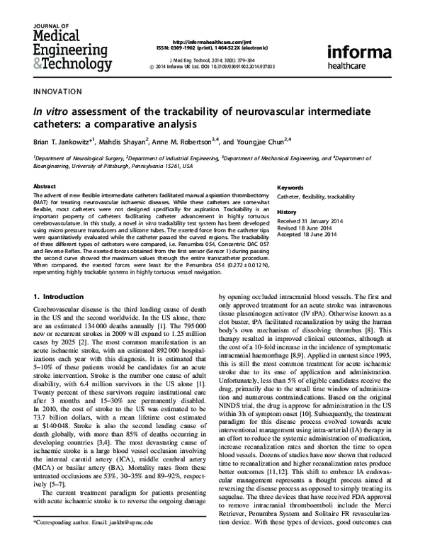 (PDF) In vitroassessment of the trackability of neurovascular intermediate catheters: a ...