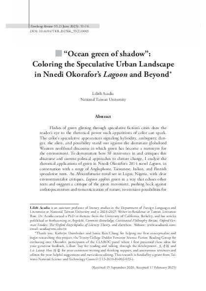 (PDF) “Ocean green of shadow”: Coloring the Speculative Urban Landscape ...