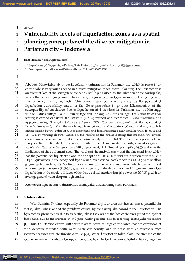 (PDF) Vulnerability Levels of Liquefaction Zones as a Spatial Planning ...