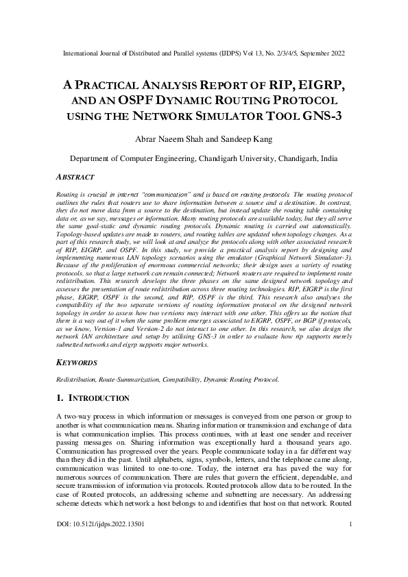 (PDF) A Practical Analysis Report of Rip, EIGRP, And an OSPF Dynamic Routing Protocol using the ...