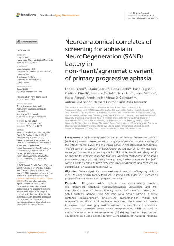 (PDF) Neuroanatomical correlates of screening for aphasia in ...
