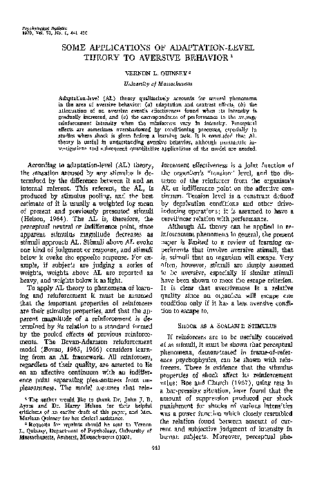 (PDF) Some applications of adaptation-level theory to aversive behavior
