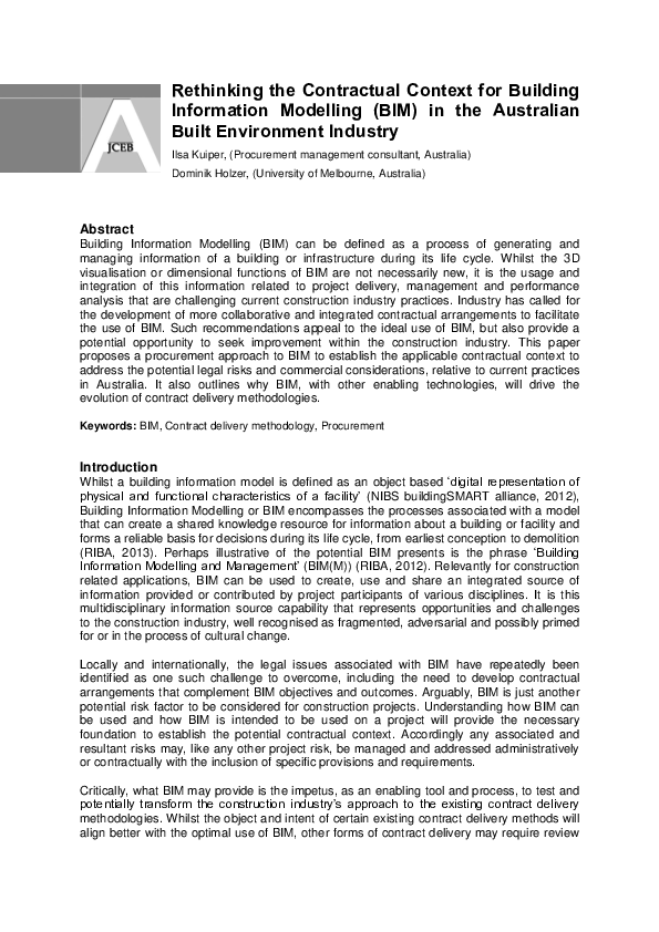 (PDF) Rethinking the contractual context for Building Information ...
