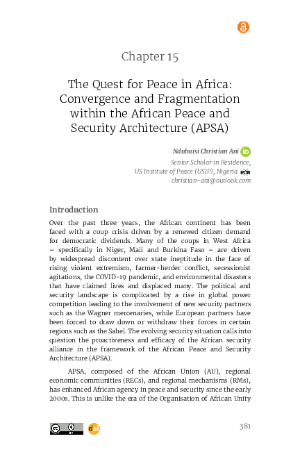 (PDF) The Quest for Peace in Africa: Convergence and Fragmentation ...