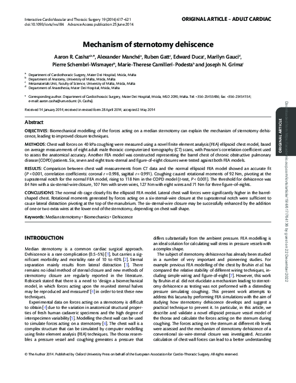 (PDF) Mechanism of sternotomy dehiscence