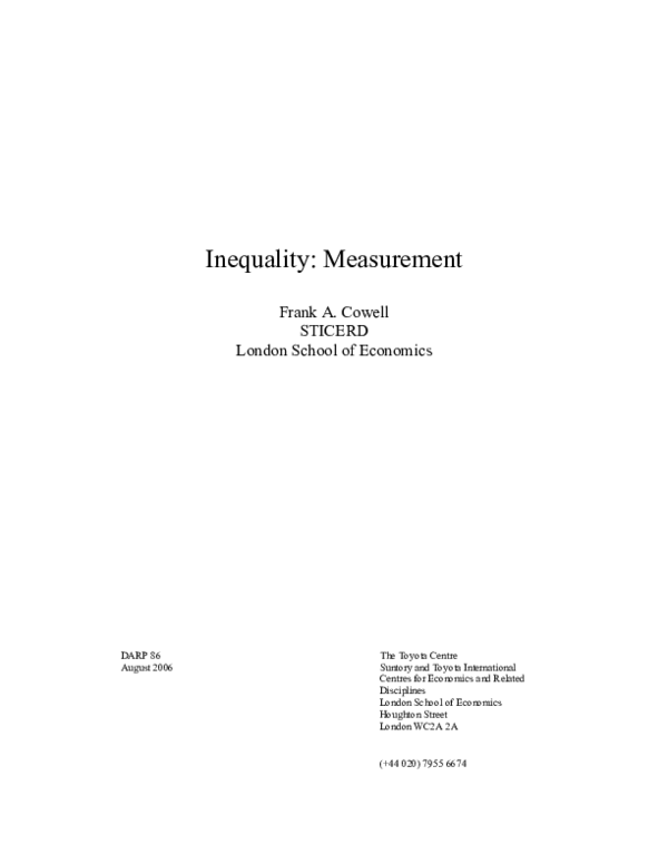 (PDF) Inequality (Measurement)