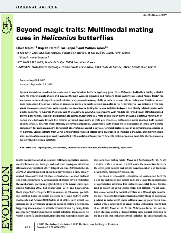 (PDF) Beyond magic traits: Multimodal mating cues inHeliconiusbutterflies