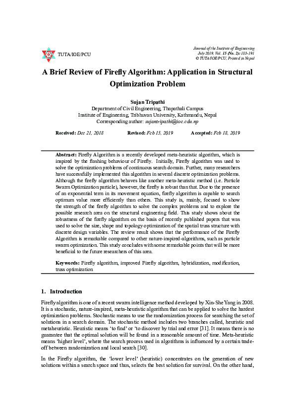 (PDF) A Brief Review of Firefly Algorithm: Application in Structural ...