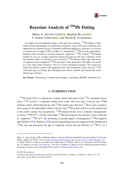 (PDF) Bayesian Analysis of $$^{210}$$ 210 Pb Dating