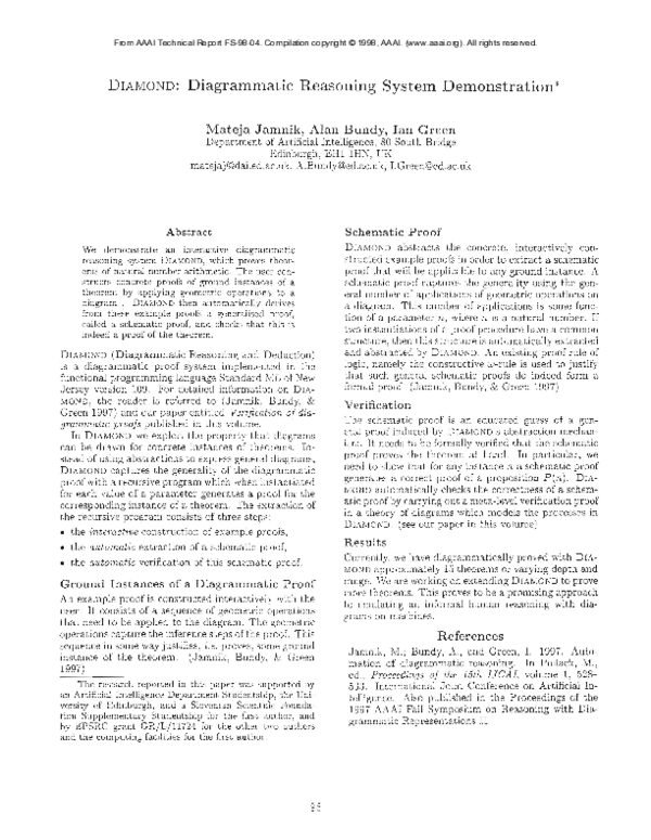 (PDF) DIAMOND: Diagrammatic Reasoning System Demonstration*