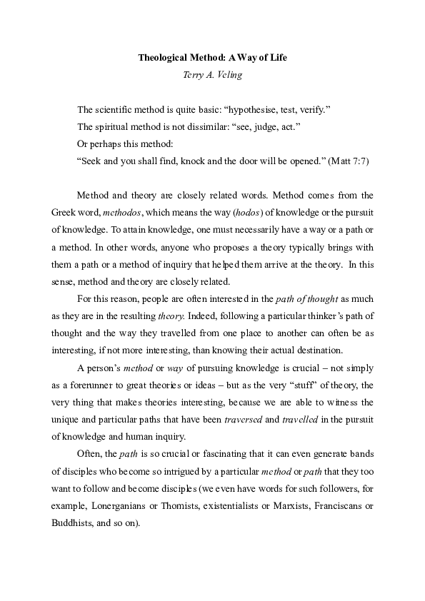 (PDF) Theological Method: A Way of Life