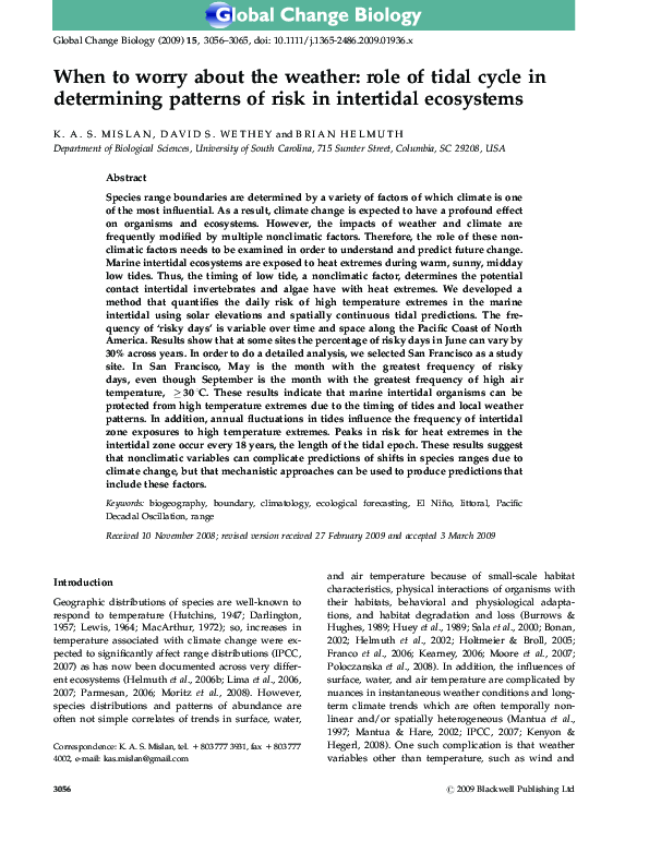 (PDF) When to worry about the weather: role of tidal cycle in ...