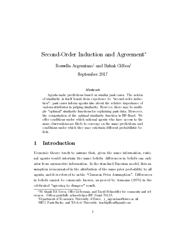 (PDF) Second-Order Induction and Agreement