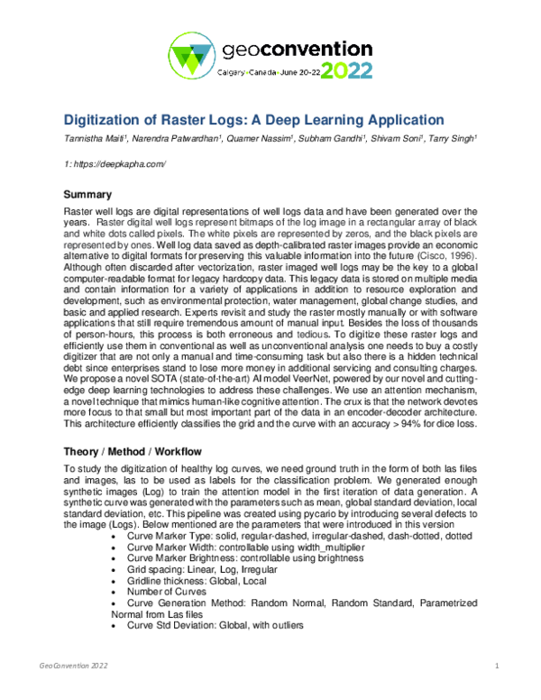 (PDF) Digitization of Raster Logs: A Deep Learning Application