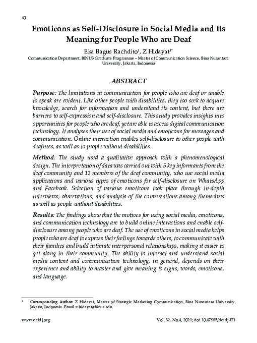 (PDF) Emoticons as Self-Disclosure in Social Media and Its Meaning for ...