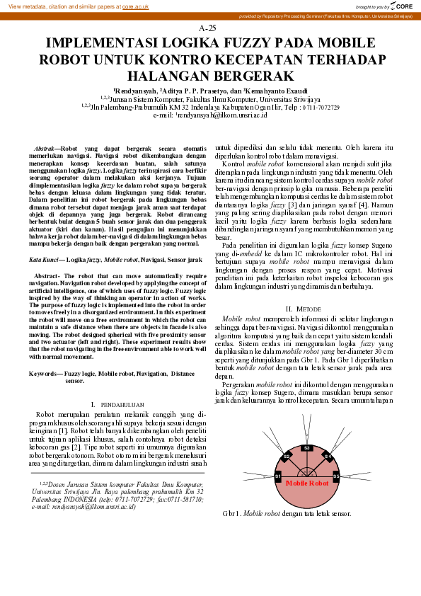 (PDF) Implementasi Logika Fuzzy Pada Mobile Robot Untuk Kontro ...