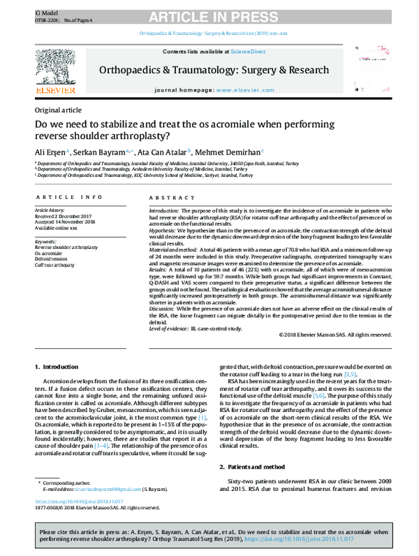 (PDF) Do we need to stabilize and treat the os acromiale when ...
