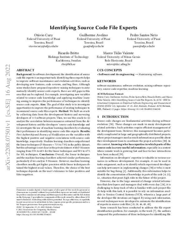 (PDF) Identifying Source Code File Experts