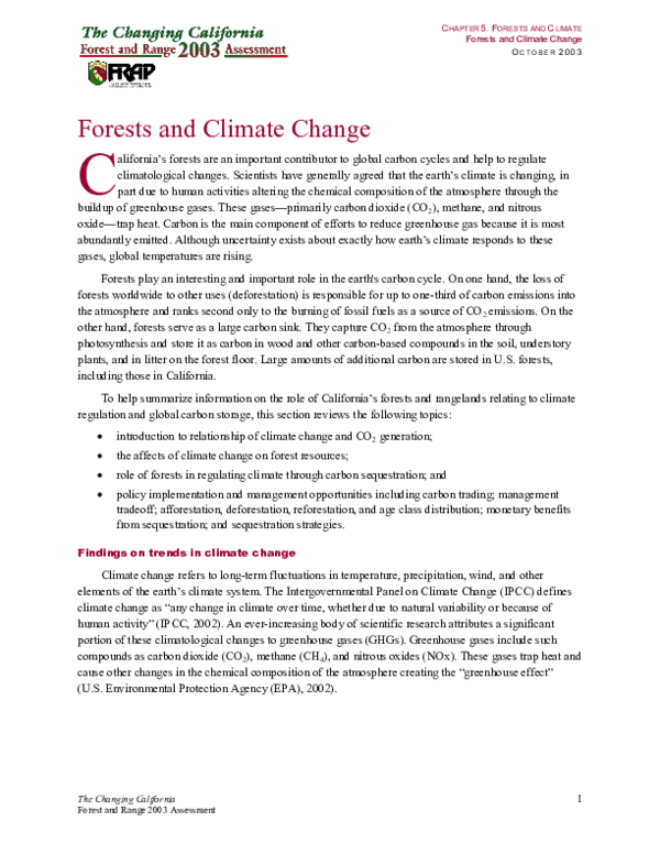 (PDF) Forests and Climate Change