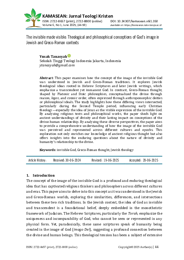 (PDF) The Invisible Made Visible: Theological and Philosophical ...