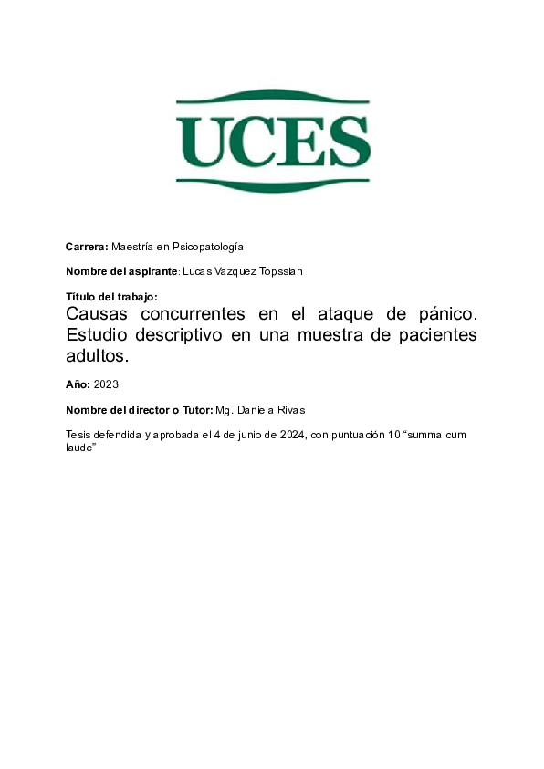 (PDF) Causas concurrentes en el ataque de pánico. Estudio descriptivo ...