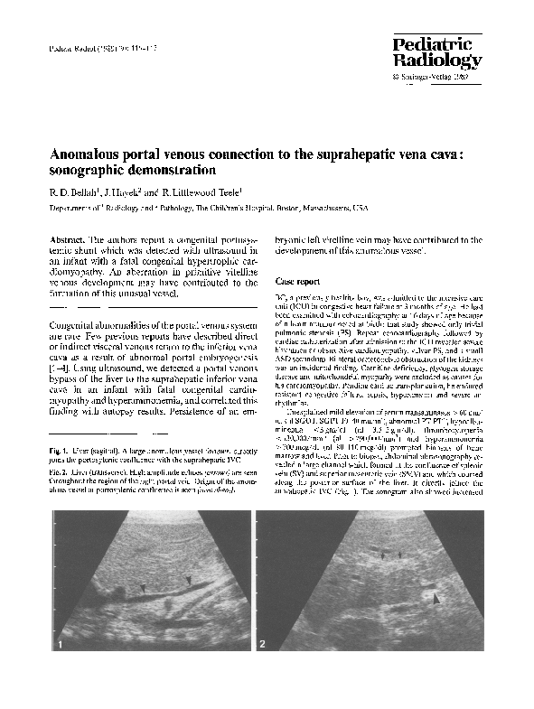 (PDF) Anomalous portal venous connection to the suprahepatic vena cava ...