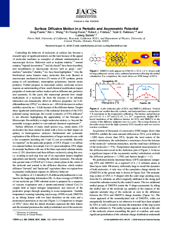 (PDF) Surface Diffusive Motion in a Periodic and Asymmetric Potential
