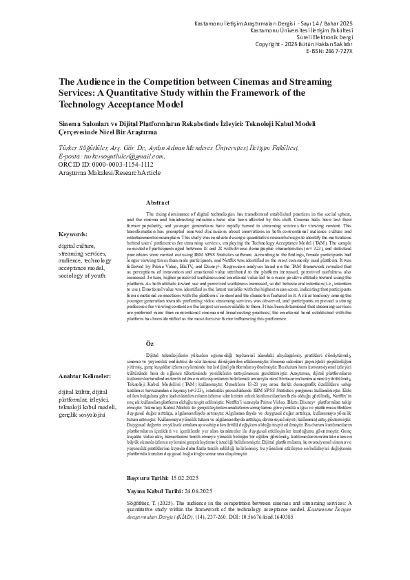 (PDF) The Audience in the Competition Between Cinemas and Streaming ...